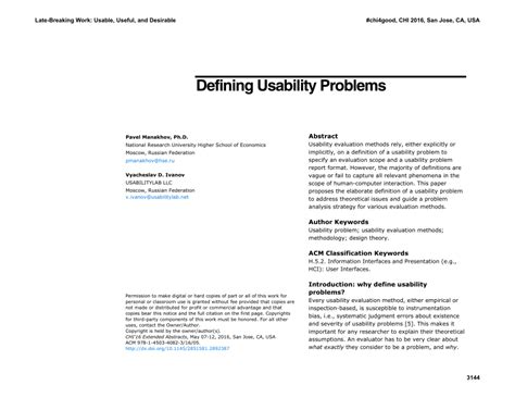 Pdf Defining Usability Problems