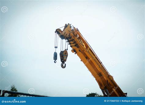 The Hook Block Of The Mobile Crane And Slinging That Inspector