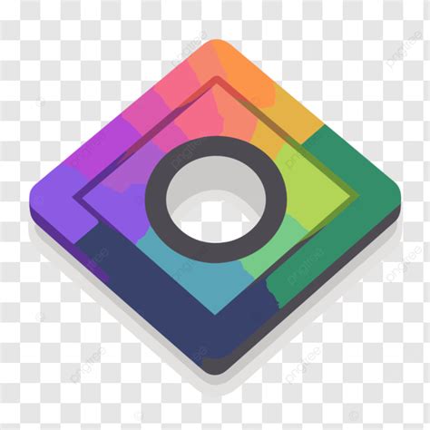 흰색 표면에 화려한 정사각형 사진 편집 로고 벡터 흰색 배경에 있는 단순한 다채로운 아이콘 그림자 없음 작은 프레임 중앙 Png 일러스트 및 벡터 에 대한 무료