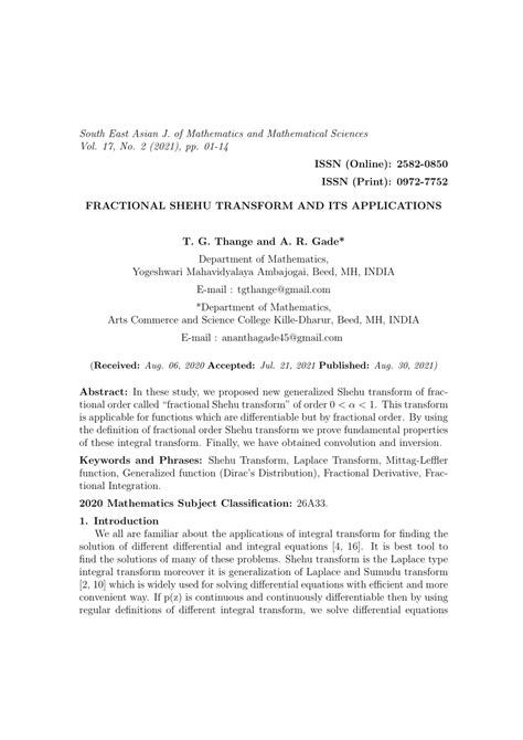 Pdf Fractional Shehu Transform And Its Applications