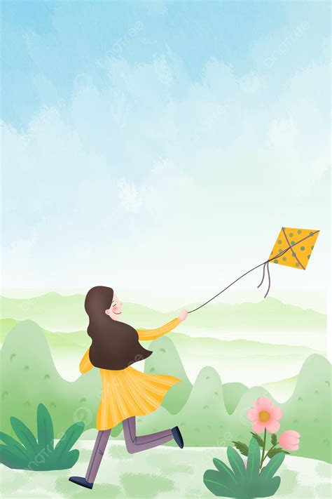 청나라 일러스트 레이터 연 날리기 포스터 청나라 녹색 계절 청소년 배경 일러스트 및 사진 무료 다운로드 Pngtree