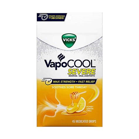 Vicks Vapocool Severe Honey Lemon Chill 45 Medicated Drops