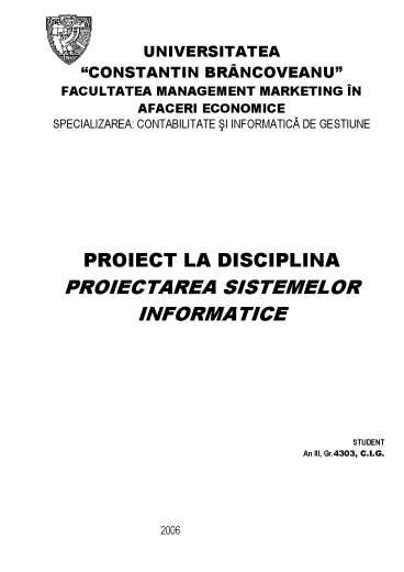 Proiectarea Sistemelor Informatice Proiect [doc]