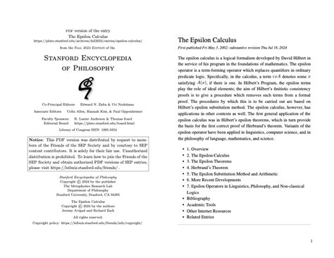 Friends Of The Sep Society Preview Of The Epsilon Calculus Pdf