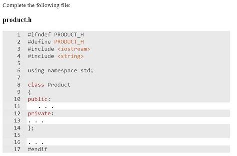 Solved Provide The Code For The Header File Note That You