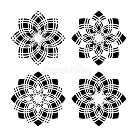 Abstract Radial Floral Patterns Set Decorative Design Elements Stock Vector Illustration Of