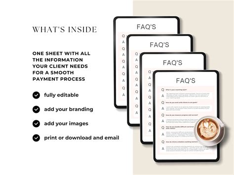 Coaches Faqs One Page Canva Template For Client Communication Course Creator Virtual Assistant