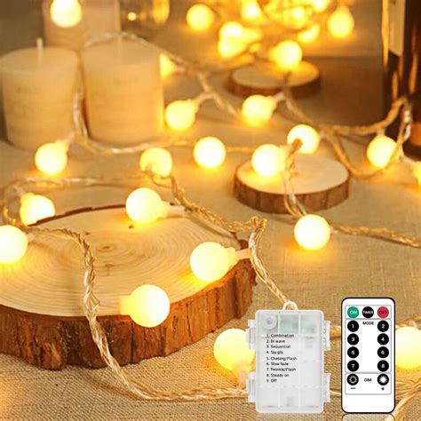 Liyade 100 Led Battery Operated String Lights Fairy Lights With Remote Control Globe String