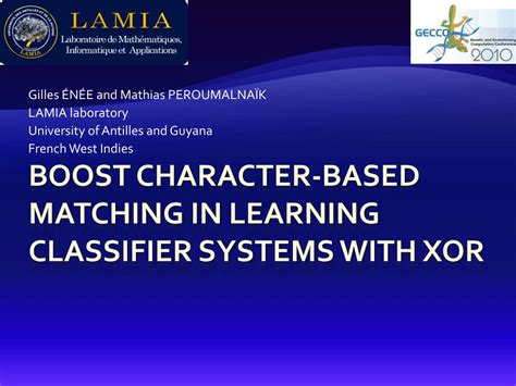 Ppt Boost Character Based Matching In Learning Classifier Systems