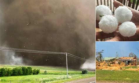 Horrifying Moment Mile Wide Tornado Barrels Through Rural Canadian Town
