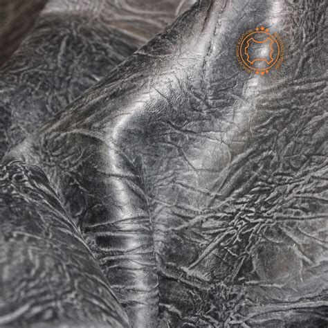 Embossed Leather Elephant Charcoal Black Pull Up Leather 3 5 4 0 Oz