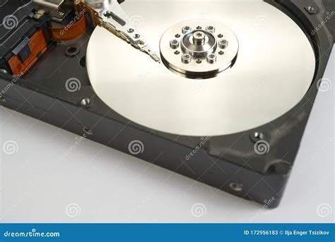 HDD Inside Of Hard Disk Magnetic Disk With A Reading Head Stock Image Image Of Information