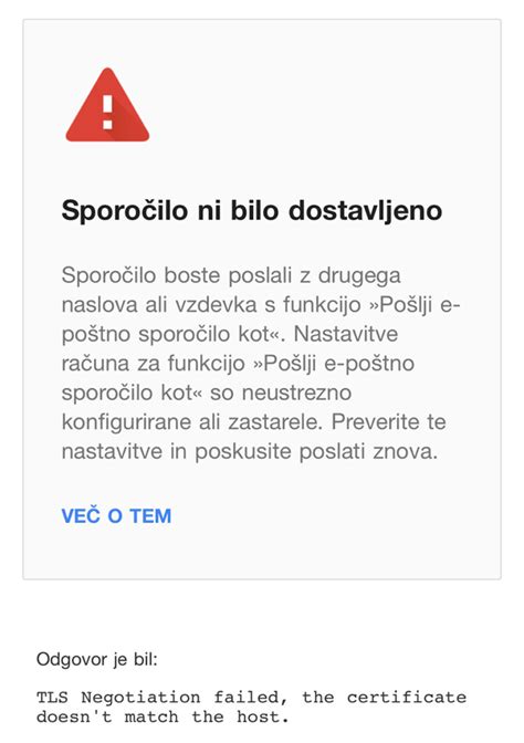 Gmail Napaka Tls Negotiation Failed Certificate Doesnt Match The Host • Podpora Spletno