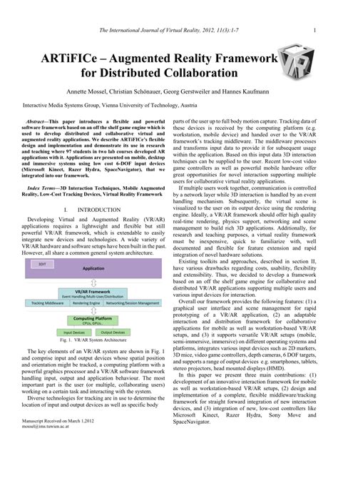 pdf artifice augmented reality framework for distributed collaboration