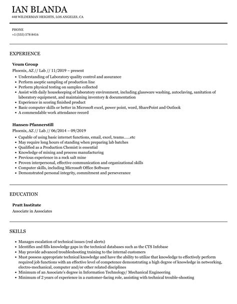 Lab Resume Samples Velvet Jobs