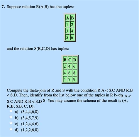 Solved 7 Suppose Relation R A B Has The Tuples AB 1 2 And Chegg Com