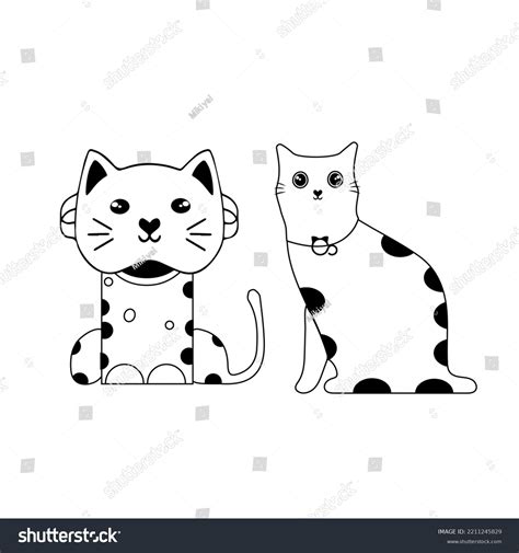 Vector Illustration Character Design Outline Catdraw Stock Vector Royalty Free