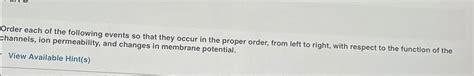 Solved Order Each Of The Following Events So That They Occur