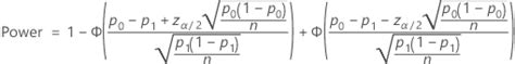methods and formulas for power and sample size for 1 proportion minitab