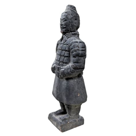 Statue En Terracotta Noire Guerrier 12 Cm
