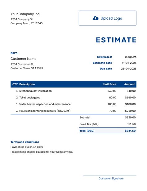 Free Project Cost Estimate Template