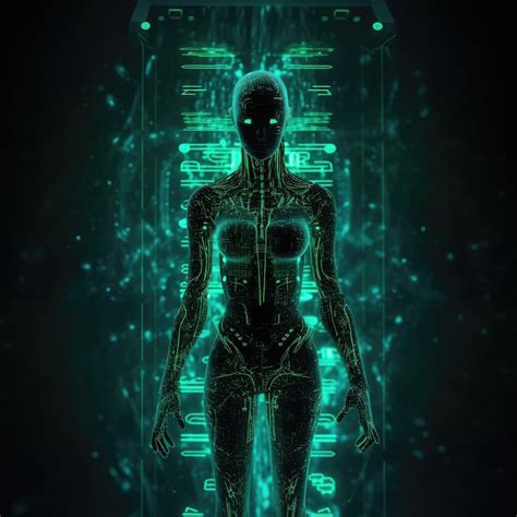 Premium Ai Image Futuristic Ai Matrix Robot Concept With Artificial