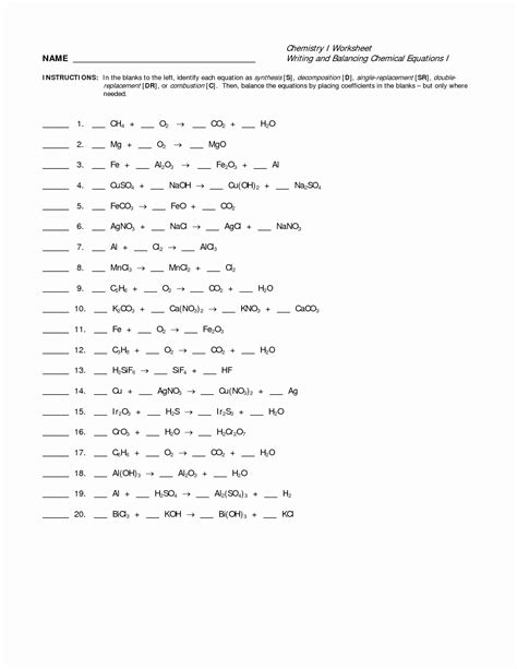 Balancing Equations Worksheet Answers Chemistry Chessmuseum Template Library