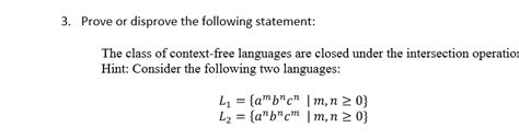 solved 3 prove or disprove the following statement the