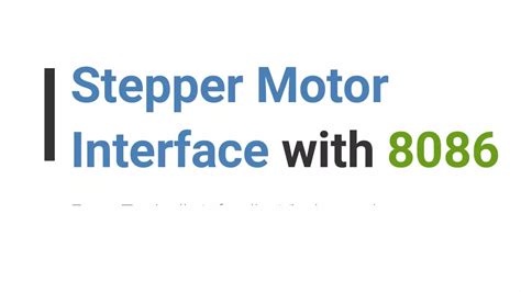 Stepper Motor Interfacing With 8086 Youtube