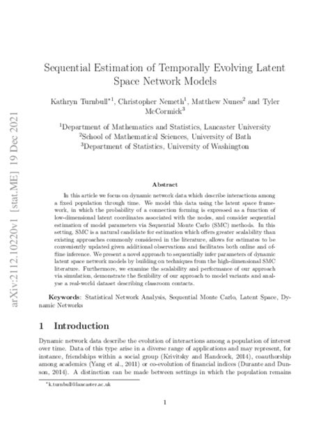Pdf Sequential Estimation Of Temporally Evolving Latent Space Network