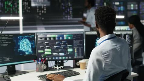 Data Center Admin Using Artificial Intelligence Neural Network Models Technology Stock Footage