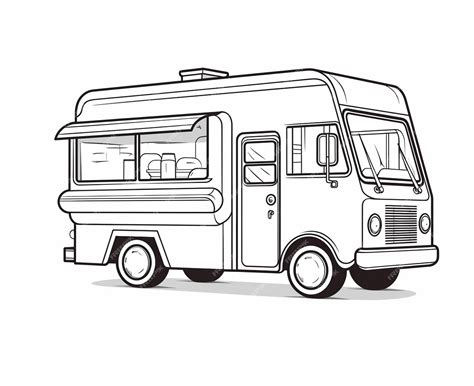 어린이를 위한 트럭 음식 색칠공부 교통수단 색칠공부 프린트 가능 프리미엄 사진