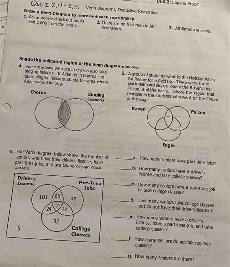 Unit 2 Logic And Proof Wuiz Venn Diagrams Deductive Reasoning Draw A Venn Diagram To Rep [math]