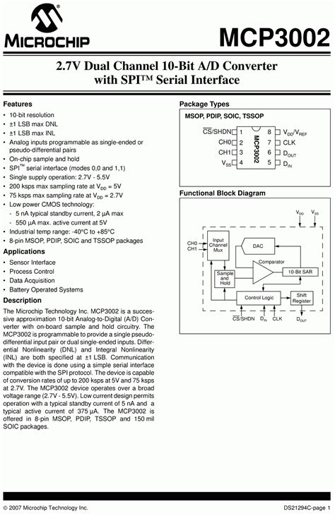 Datasheet Mcp3002