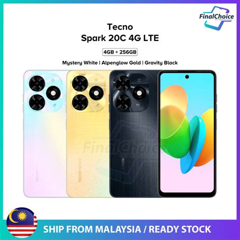 New Tecno Spark 20C 4G LTE BG7N 4GB 256GB Original Tecno Malaysia Warranty Shopee Malaysia