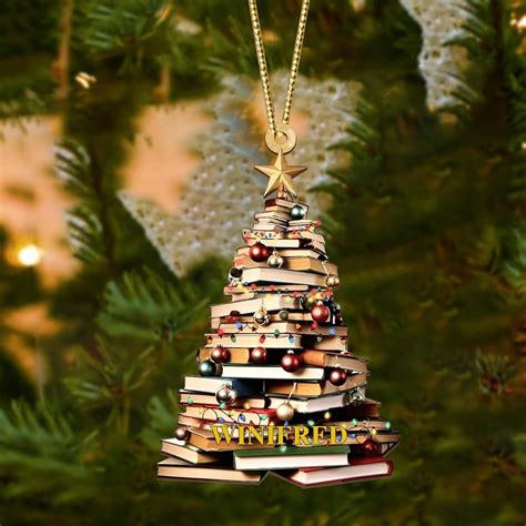 Personalized Bookstack Christmas Ornament Librarian Ornament Book
