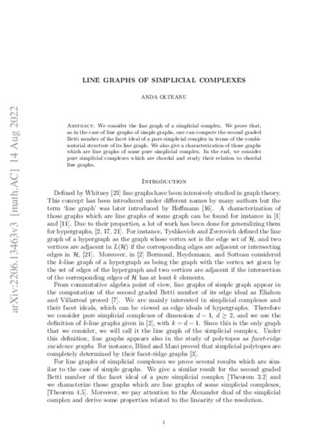 Pdf Line Graphs Of Simplicial Complexes