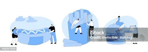 카페에서 길거리 패스트 푸드를 먹는 사람들 정크 식사 건강에 해로운 영양 식사를 하는 작은 남성 여성 캐릭터 야외에 대한 스톡 벡터 아트 및 기타 이미지 Istock