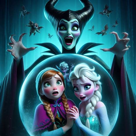 Maleficent Anna And Elsa Crystal Ball Ai Gen By Joshuaecw21985 On