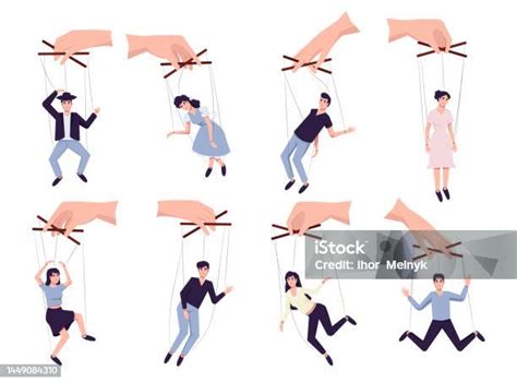 Puppeteer Hands Controlling Puppets Stock Illustration Download Image