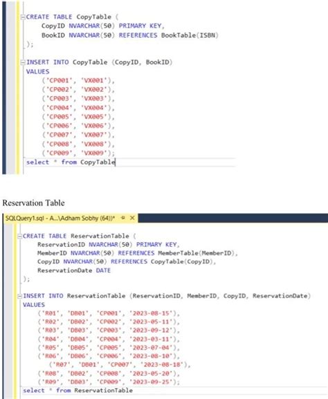 Solved Query Statements Membertable Query Sququery1sq
