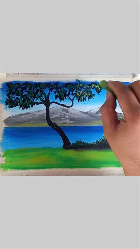 Lukisan Pemandangan Gunung Dengan Crayon Cara Menggambar Dan Mewarnai