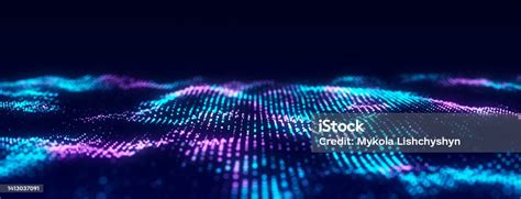 입자의 추상 기술 물결 빅 데이터 시각화 모션 도트 및 선이 있는 배경입니다 인공지능 테크놀로지에 대한 스톡 사진 및 기타 이미지 Istock