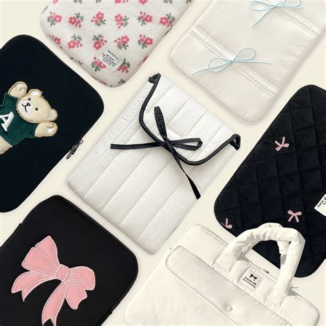 봄신상⚡오늘출발 아이패드 갤럭시탭 태블릿 노트북 맥북 11131415인치 케이스 패딩 손잡이 파우치 리본 꽃 곰돌이