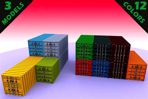 voxel shipping containers 3d model