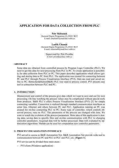 Application For Data Collection From Plc