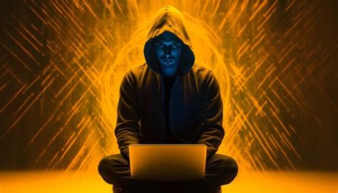 premium ai image internet privacy theft lurking in background anonymous hacker cyberpunk