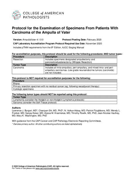 Fillable Online Cap Cancer Protocol Ampulla Fax Email Print Pdffiller