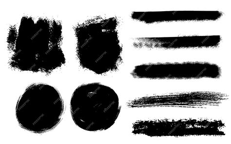 잉크 브러시 스트로크 세트 블랙 그루지 얼룩 컬렉션 무료 벡터