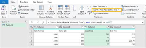 how to skip rows and promote headers in power query